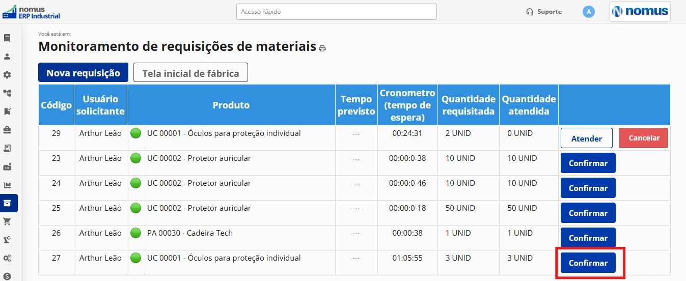 (Guia rápido) Monitoramento de requisição – Nomus